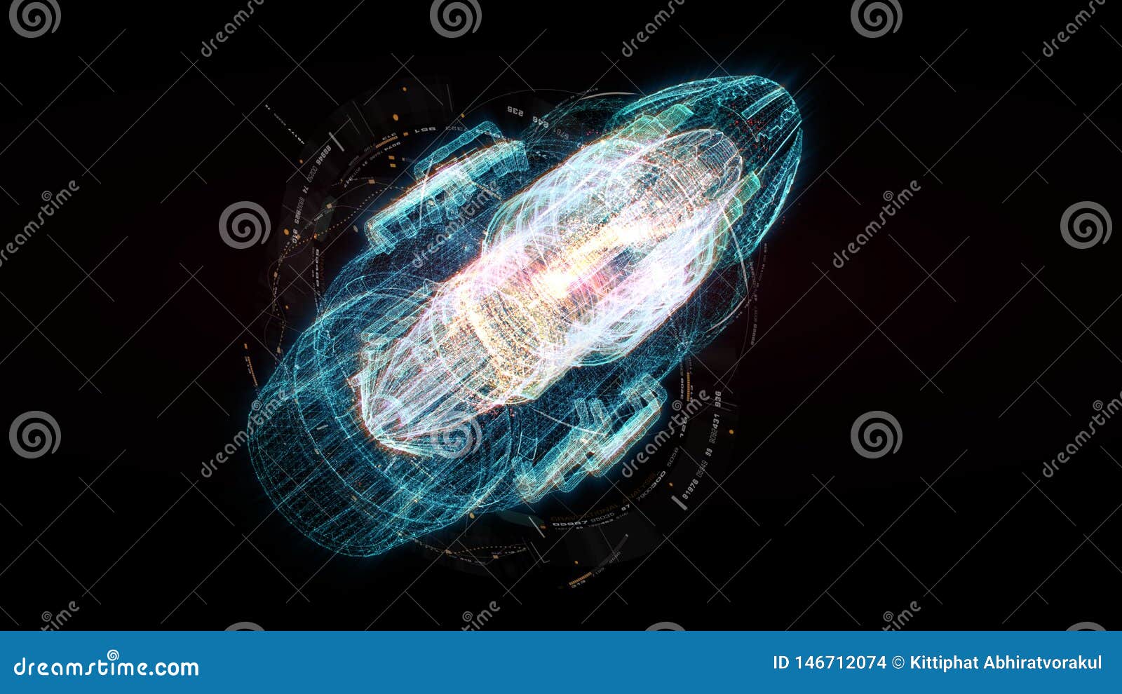 Futuristic HUD Holographic Electromagnetic Machine Stock Illustration ...