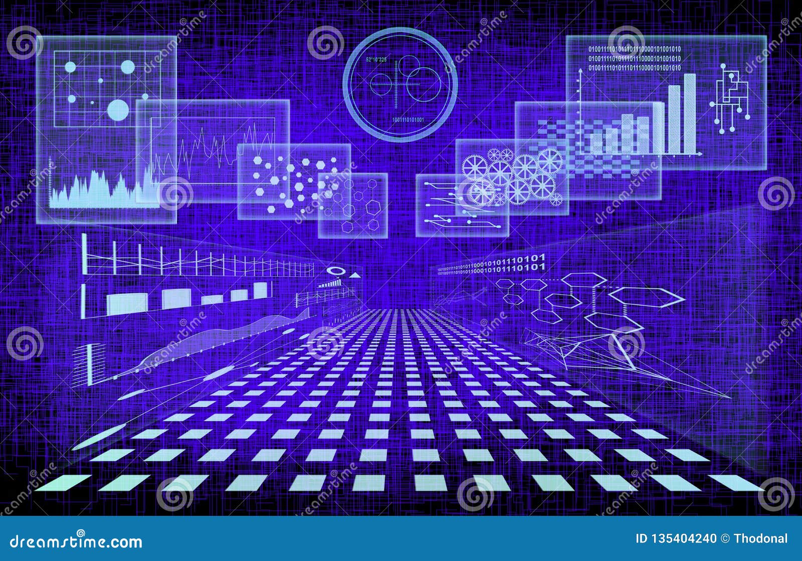 Futuristic Hud Interface on Blue Background Stock Illustration ...