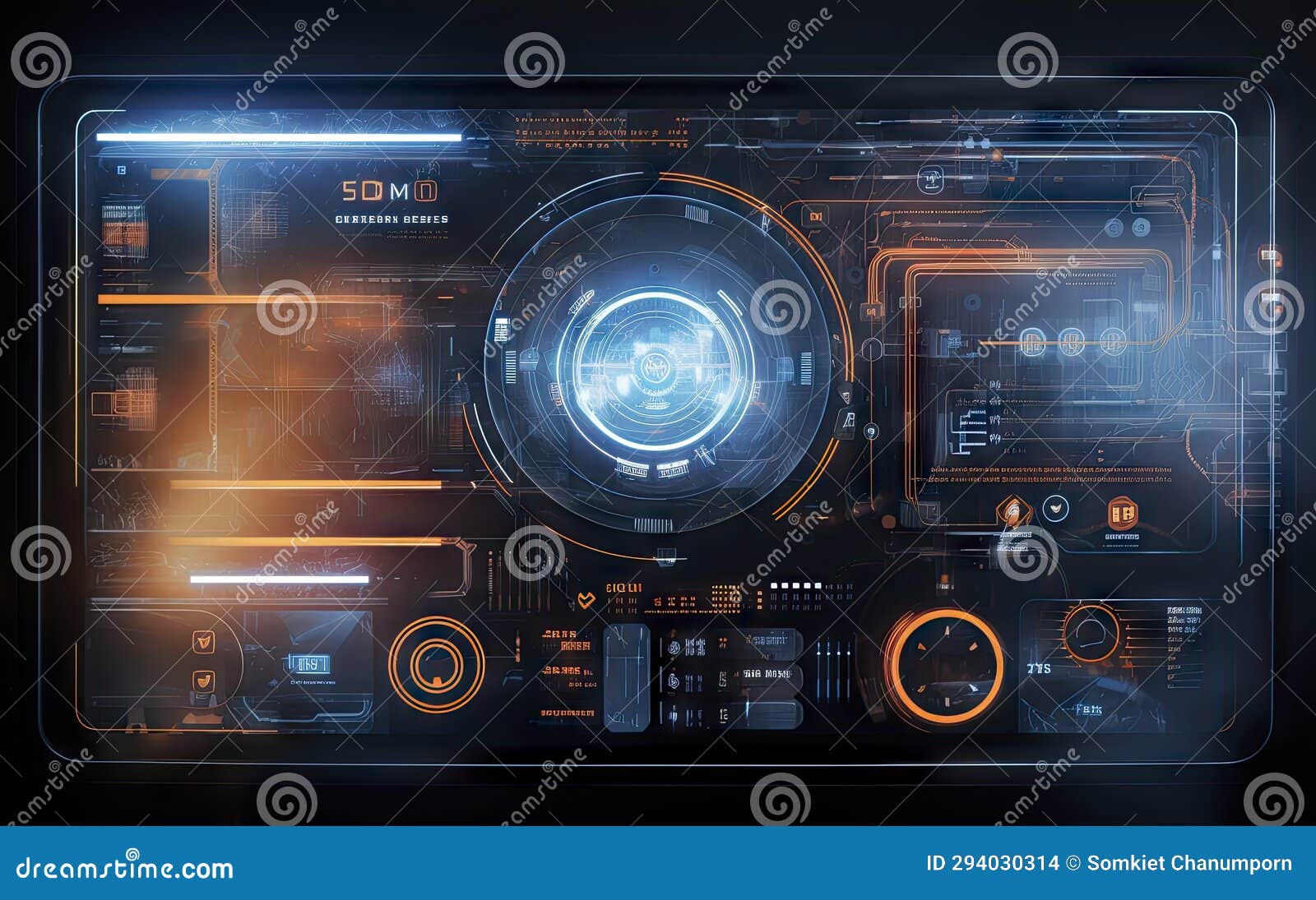 Futuristic HUD Interface on Dark Background. Technology Concept. 3D ...