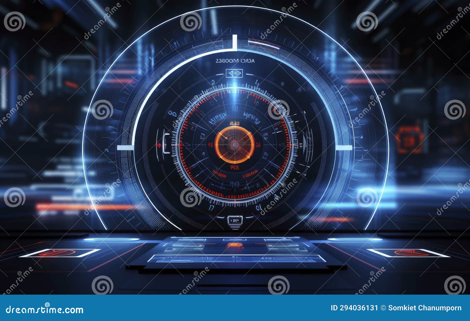 Futuristic HUD Interface on a Dark Blue Background Abstract Stock ...