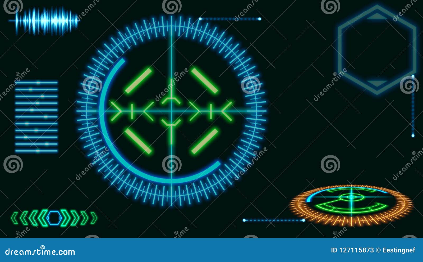 Futuristic HUD Interface Elements. Digital Illustration. Stock ...