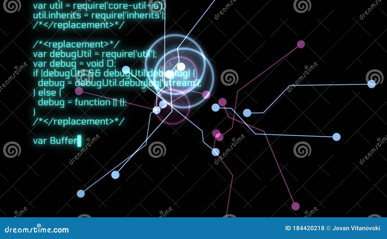 Futuristic HUD Interface and Hacker Code Running Down a Computer Screen Terminal Stock Footage ...