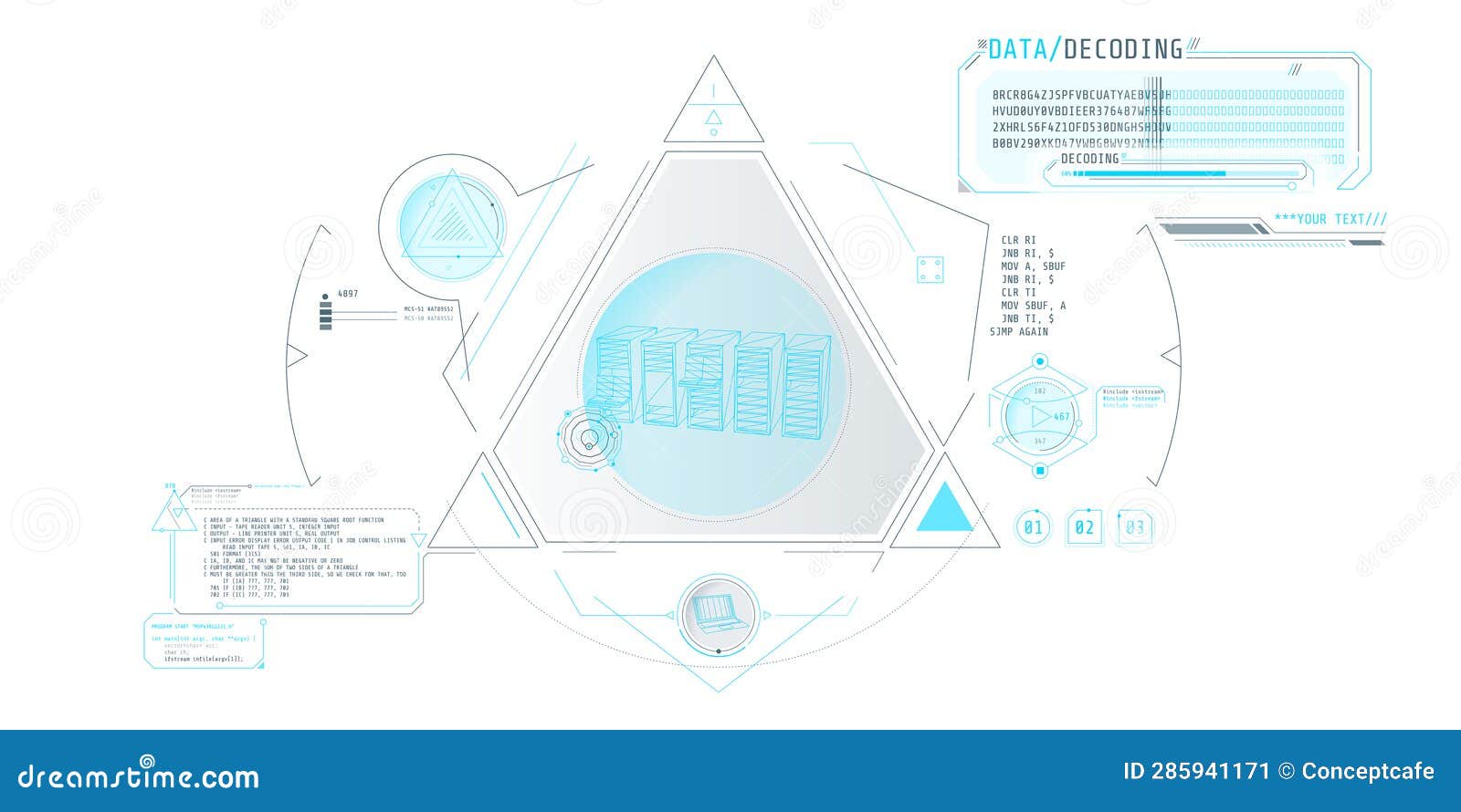 Futuristic HUD Interface for Processing Server Data. Stock Illustration ...