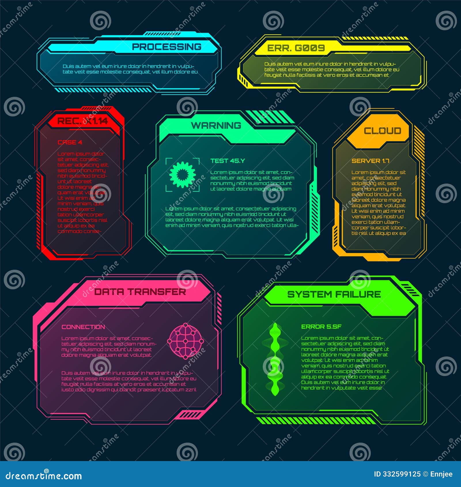 Futuristic HUD or UI Elements. Sci-fi User Interface Text Boxes, Callouts Stock Illustration ...