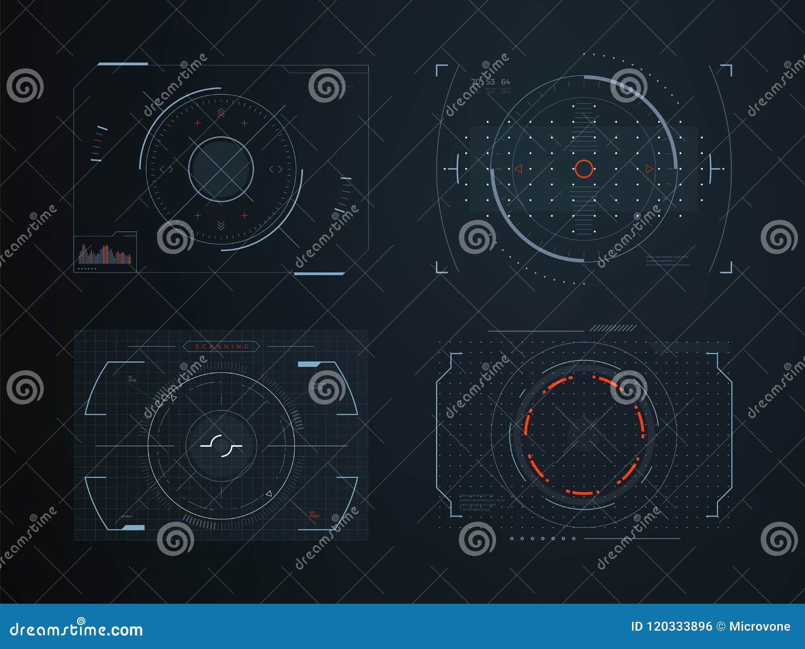 Futuristic Hud Virtual Control Panels. Hologram Touch Screen High Tech ...