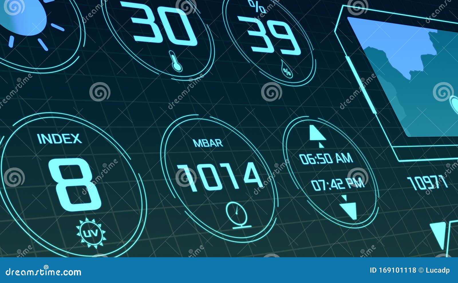Futuristic Hud for Weather Forecast Stock Illustration - Illustration ...