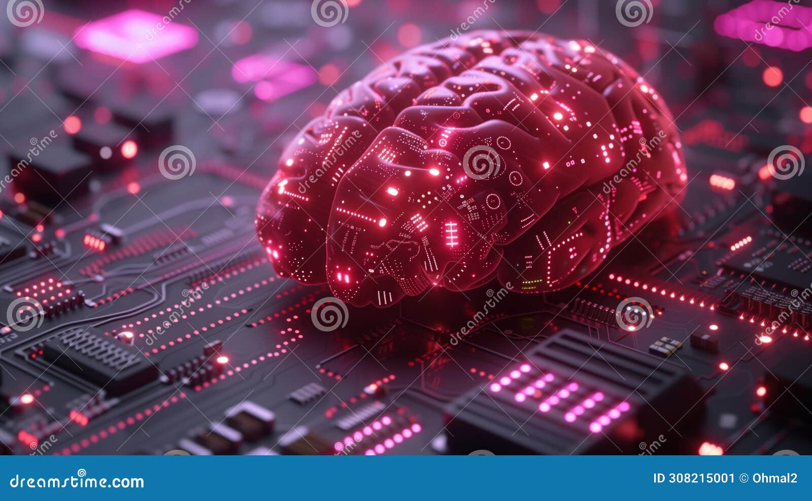 Generative AI Illustration a Futuristic Human Brain Connected To ...