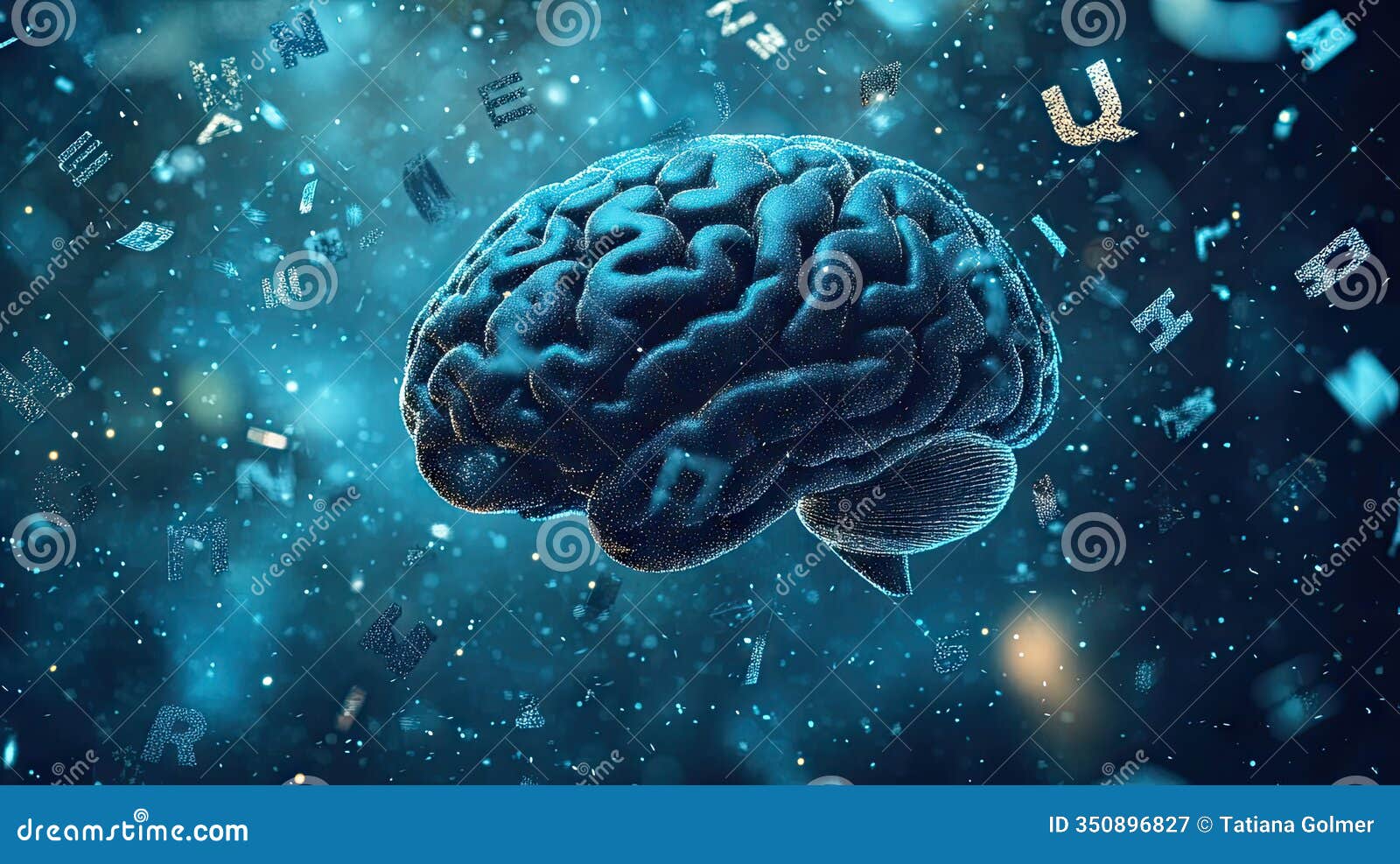 Futuristic Human Brain in Futuristic Space, Representing AI, IQ ...