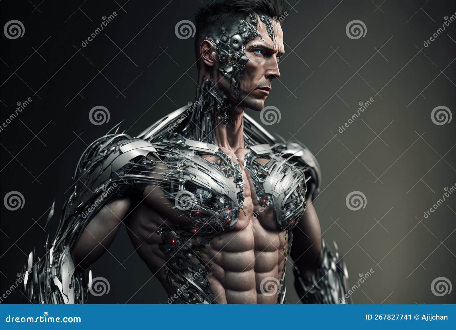 A Futuristic Human Cyborg Integration. Generative AI Stock Illustration ...