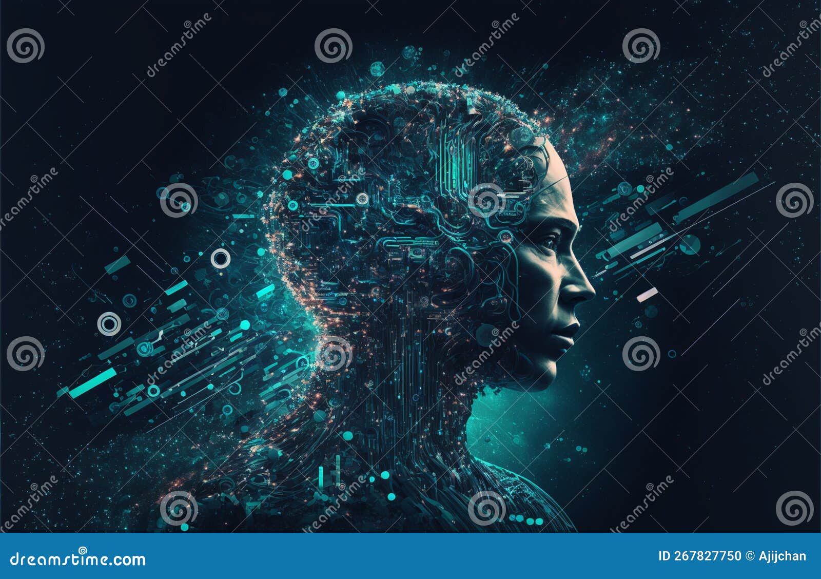 A Futuristic Human Cyborg Integration. Generative AI Stock Illustration ...