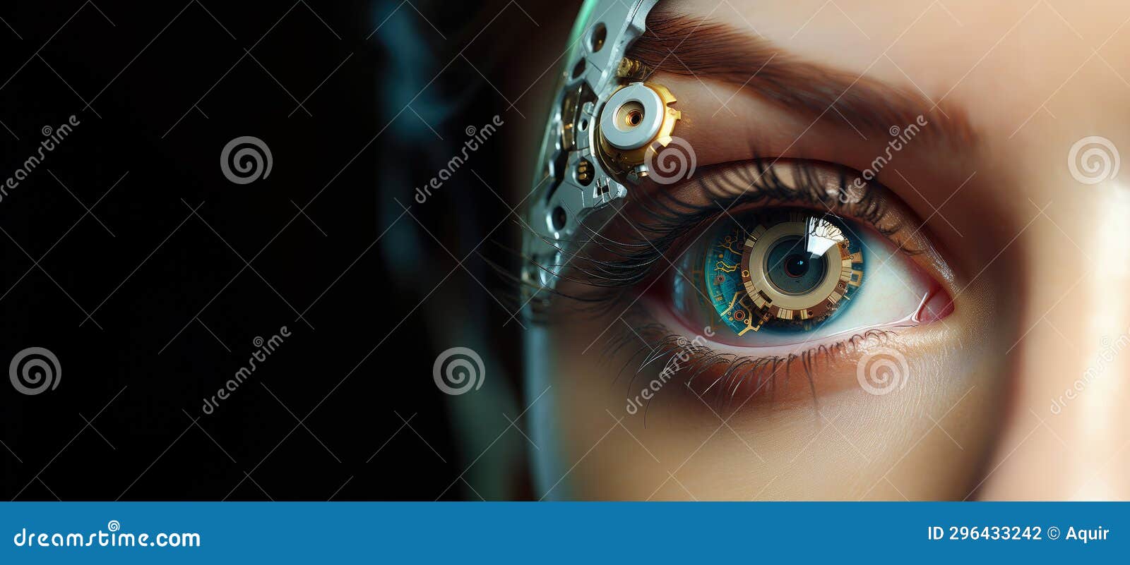 Close Up of a Sci-fi Cyborg Eye. Futuristic Human Eye Technology ...