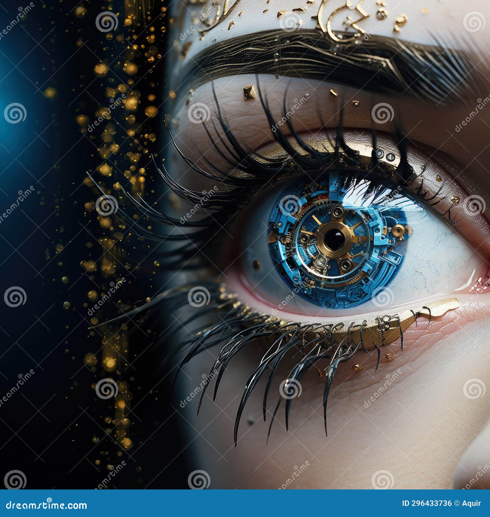 Close Up of a Sci-fi Cyborg Eye. Futuristic Human Eye Technology ...