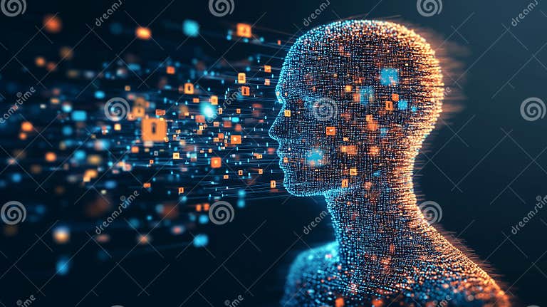 Futuristic Human Figure Made of Pixels. by Generative Ai Stock ...