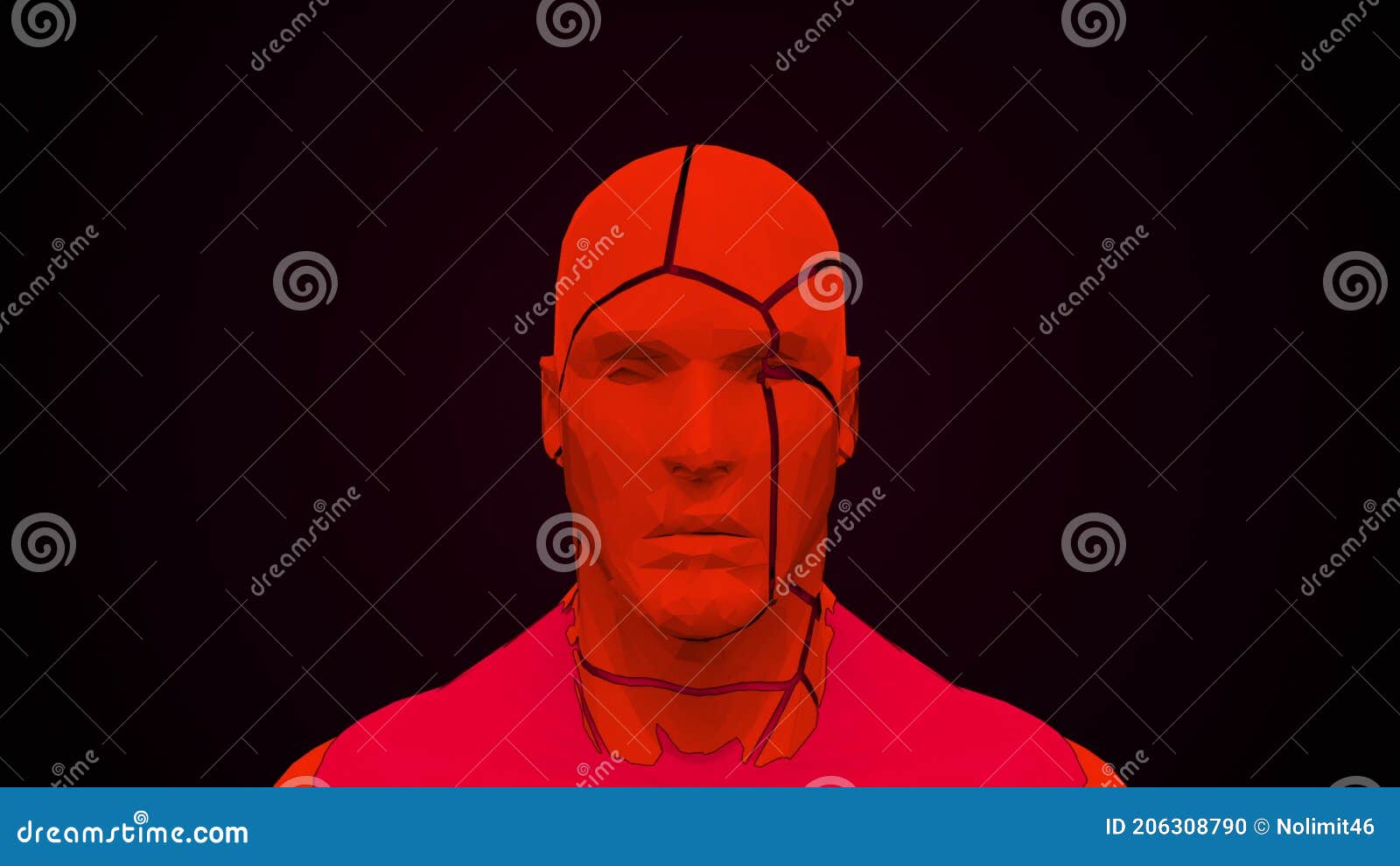 Futuristic Human Head With Collapsing Face. Computer Generated Modern ...