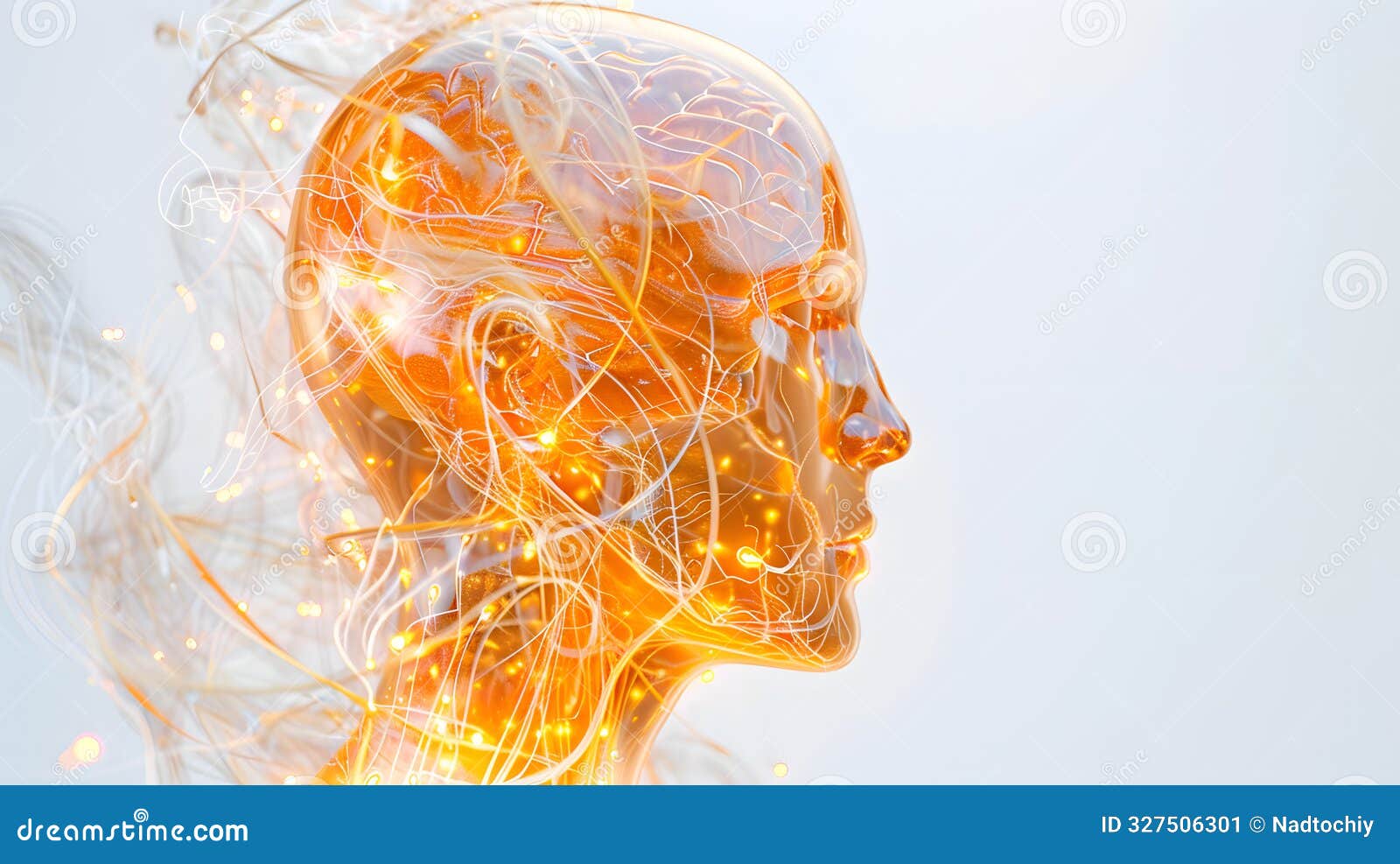 Futuristic Human Head with Glowing Neural Network Concept Stock Image ...