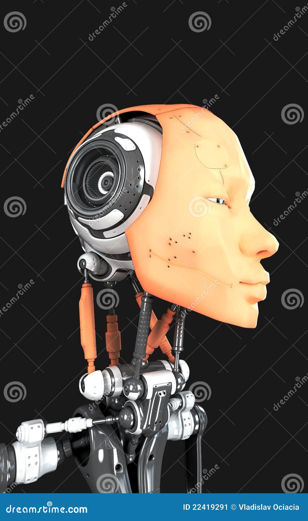 Futuristic Human-like Robot Stock Illustration - Illustration of metal ...