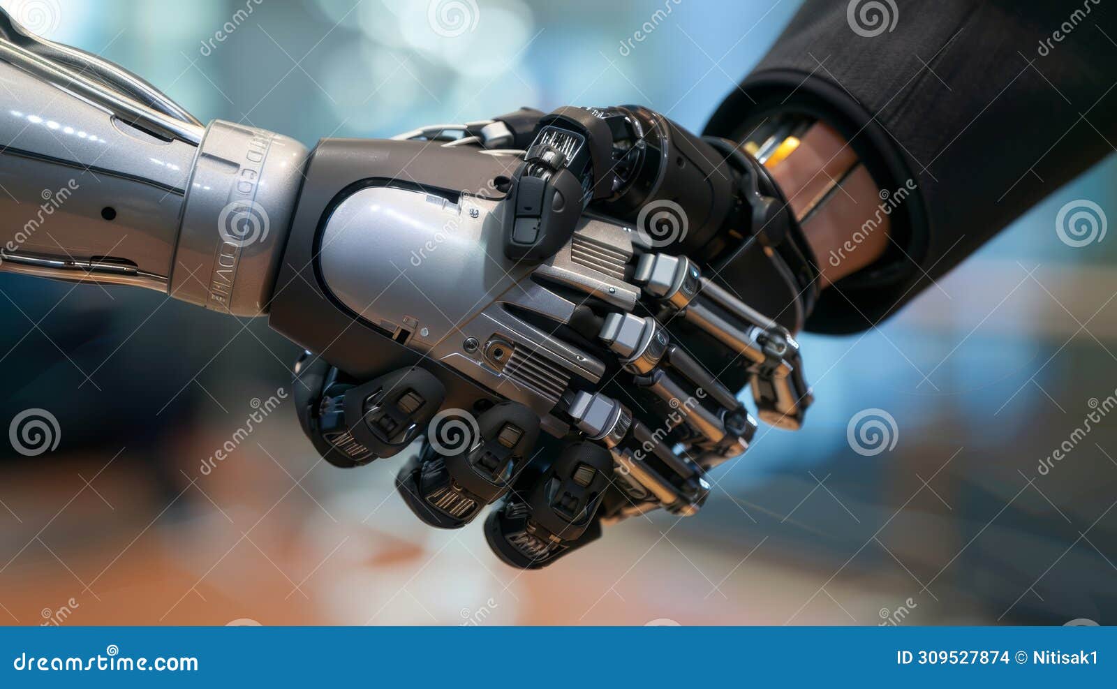 Futuristic Human-Robot Handshake Defining Cooperation Generative Ai ...