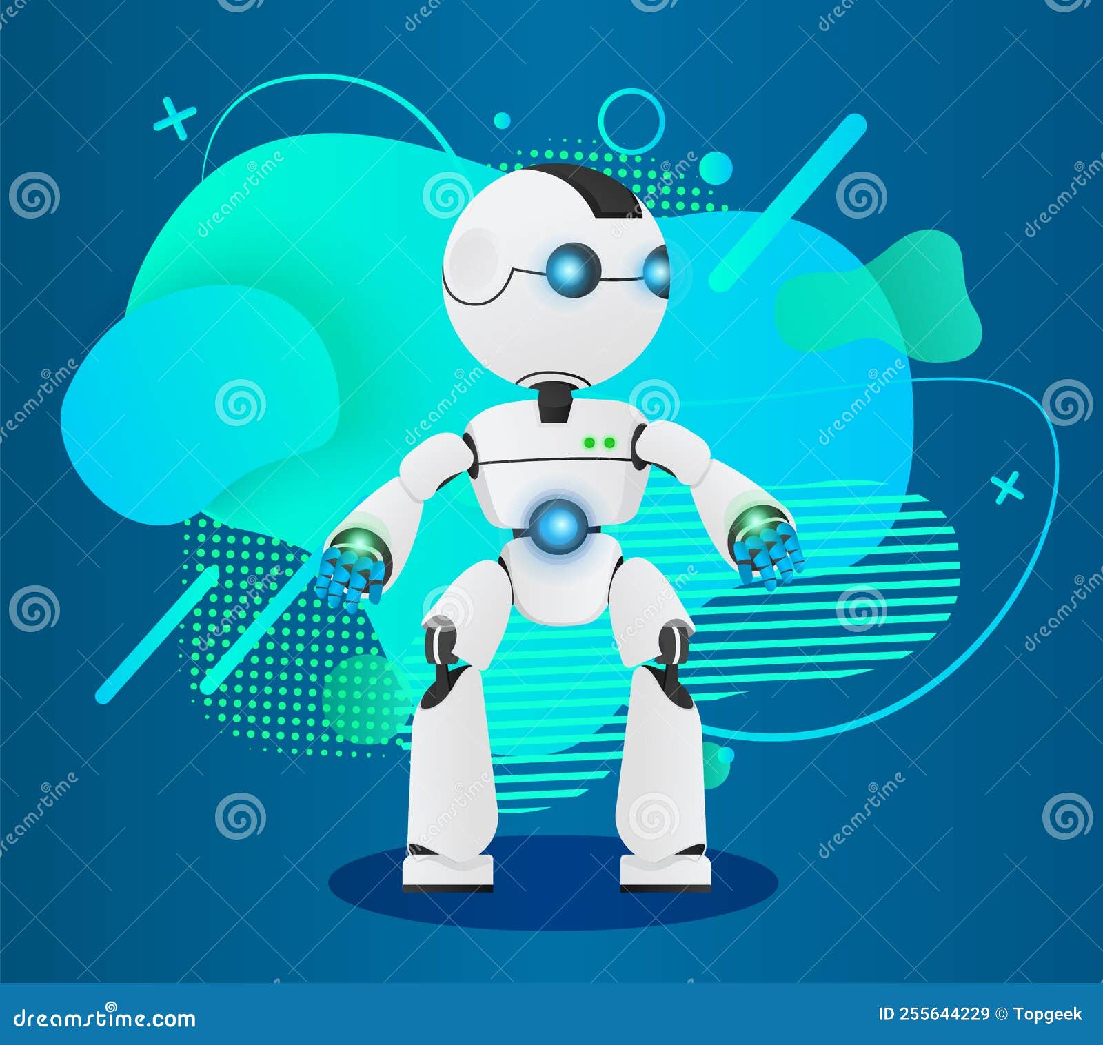Futuristic Humanized Robot at Abstract Background, Artificial ...