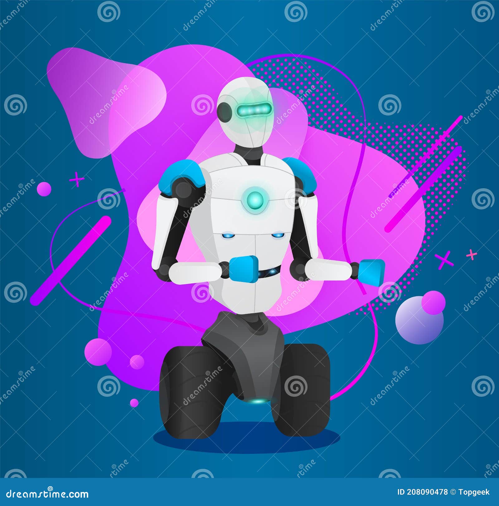 Futuristic Humanized Robot with Wheels, Artificial Intelligence ...
