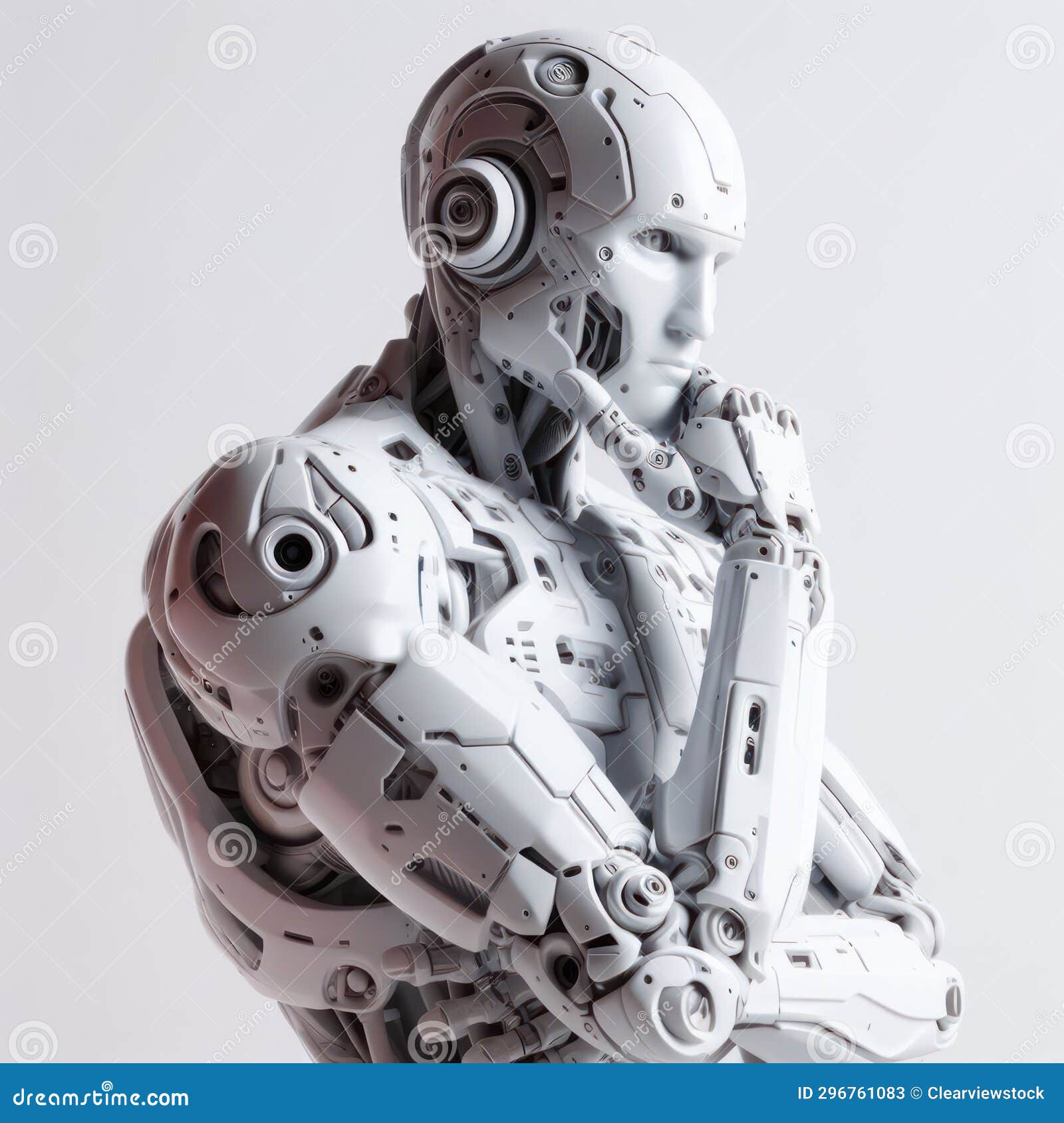Futuristic Humanoid Artificial Intelligence Robot Thinking Stock ...