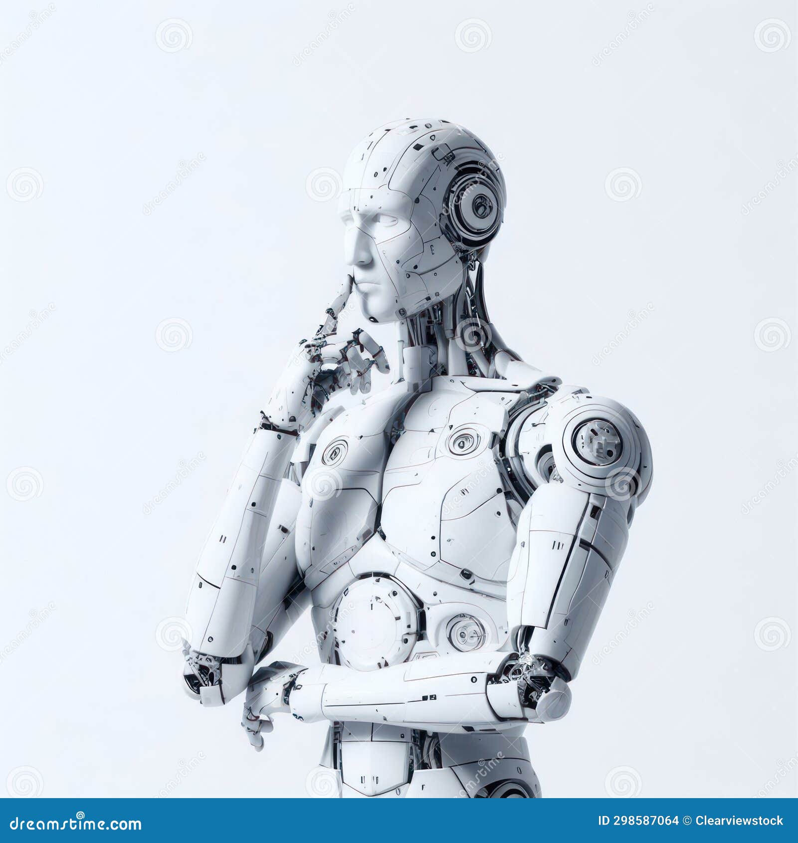 Futuristic Humanoid Artificial Intelligence Robot Thinking Stock Photo ...