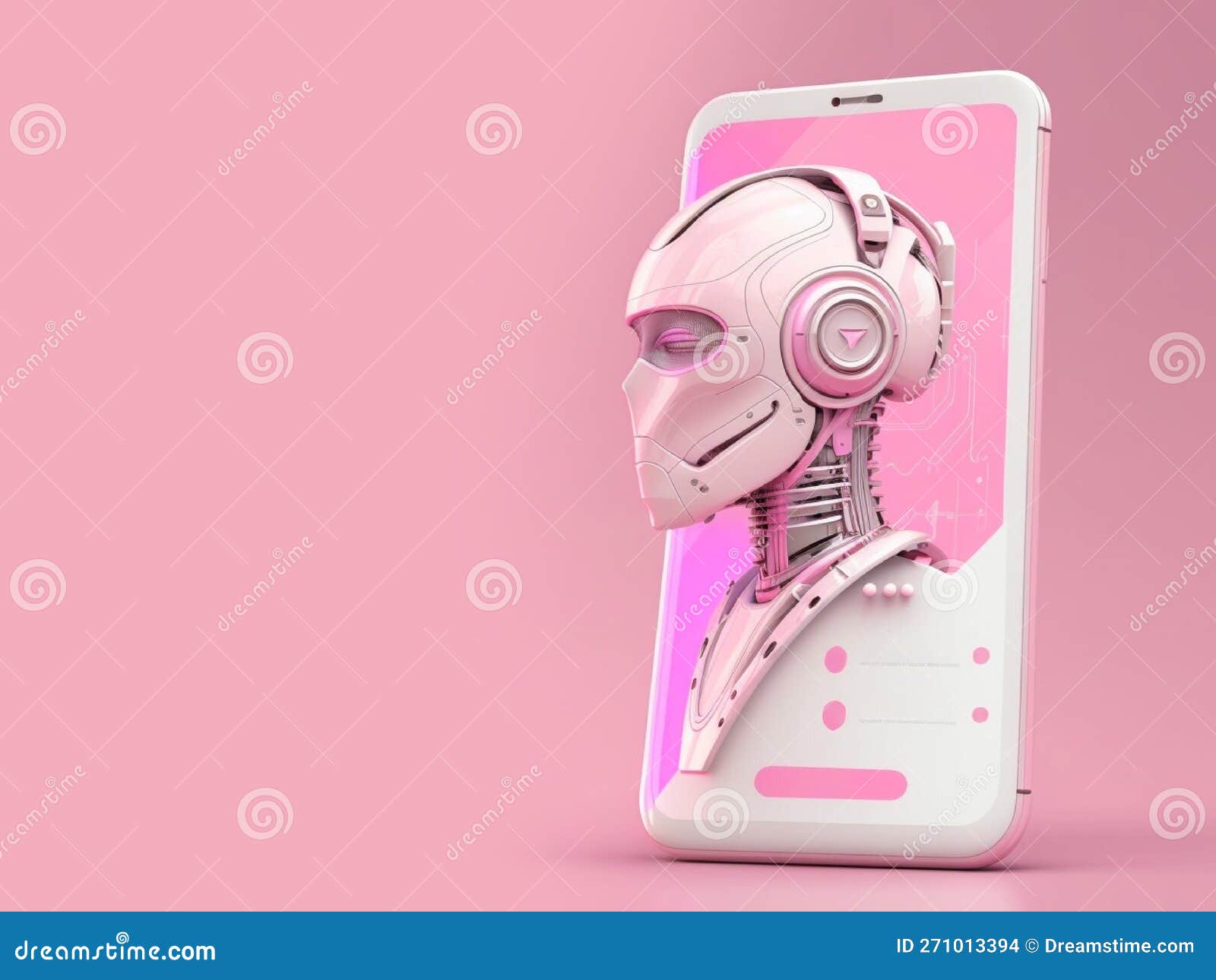 Futuristic Humanoid Robot with AI in Screen of Smartphone. Concept of ...