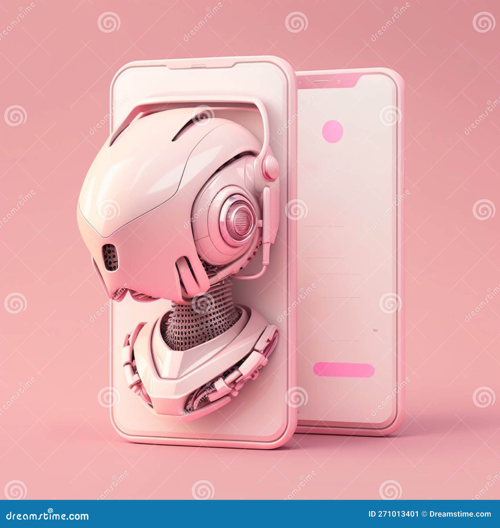 Futuristic Humanoid Robot with AI in Screen of Smartphone. Concept of ...