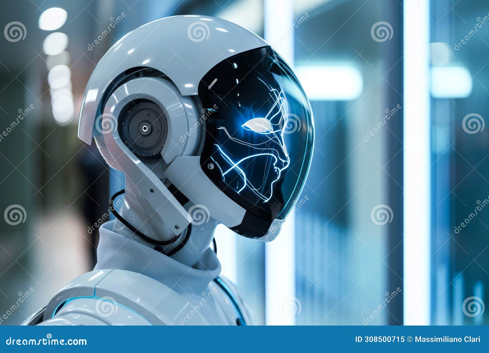Futuristic Humanoid Robot with Artificial Intelligence Interface Stock ...