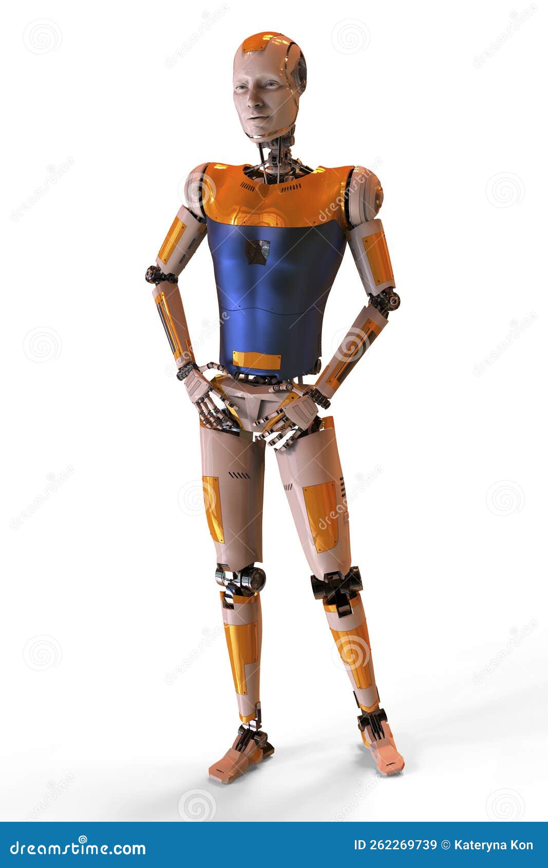 Futuristic Humanoid Robot, 3D Illustration Stock Illustration ...