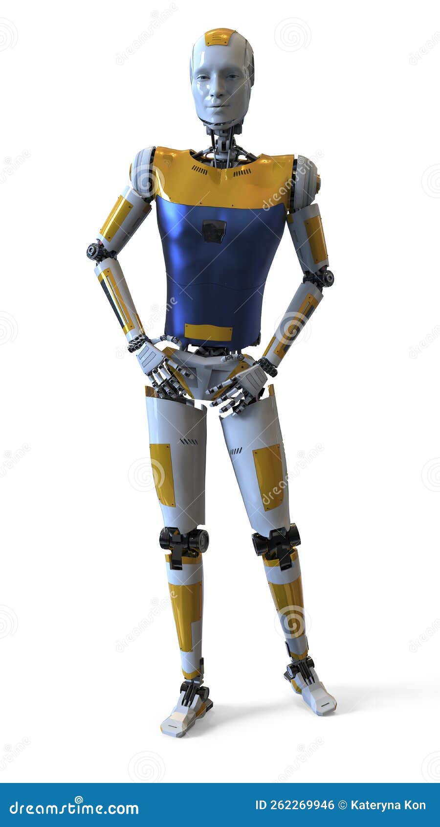 Futuristic Humanoid Robot, 3D Illustration Stock Illustration ...