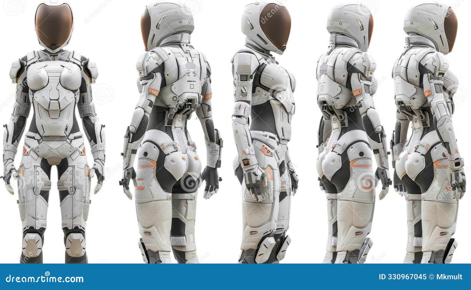 Futuristic Humanoid Robot Design Displayed from Multiple Angles Against ...