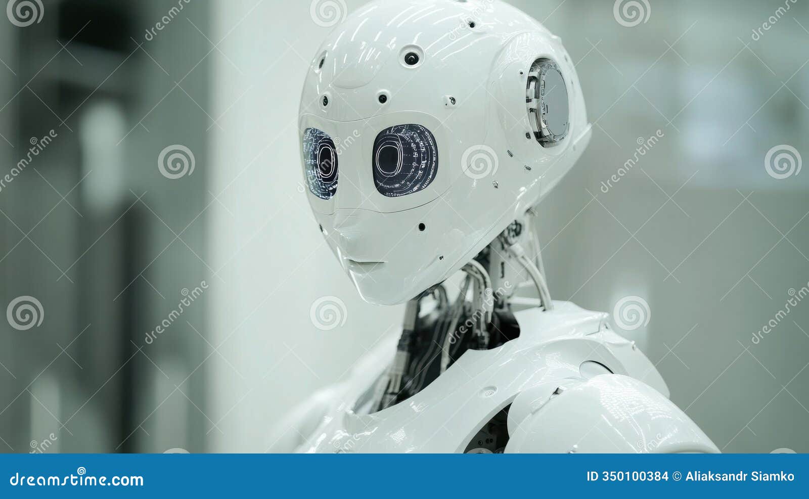 Futuristic Humanoid Robot Designed with Sleek White Aesthetics Stock ...