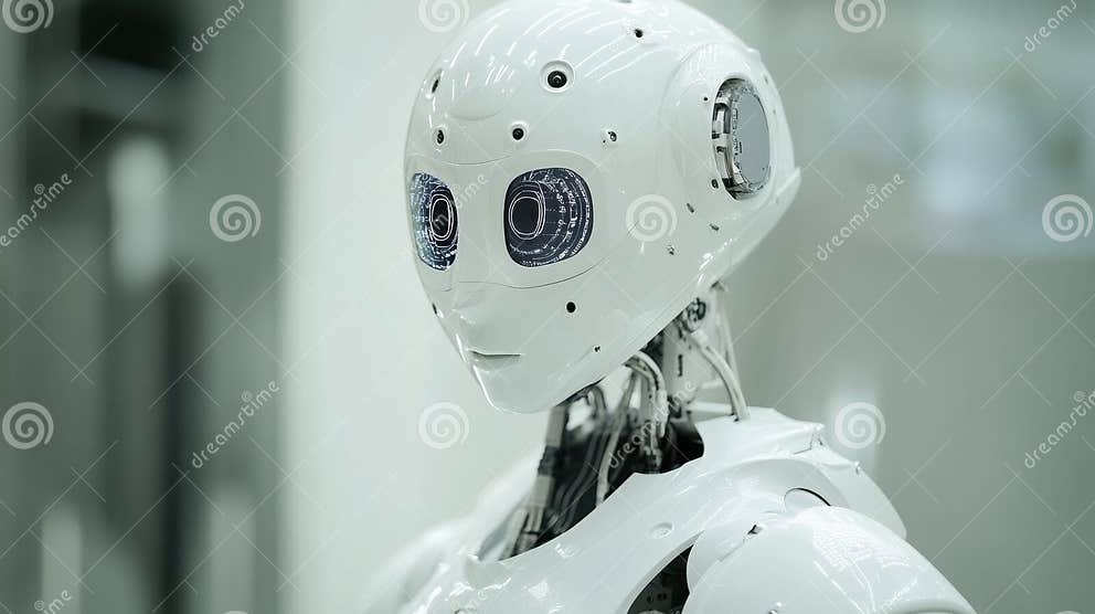 Futuristic Humanoid Robot Designed with Sleek White Aesthetics Stock ...