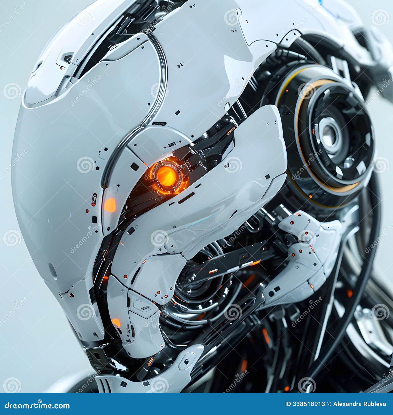 Futuristic Humanoid Robot with Detailed Mechanical Parts and Glowing ...