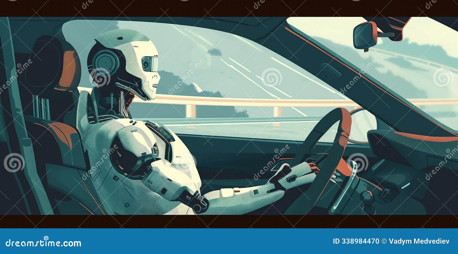 Futuristic Humanoid Robot Drives Car with Artificial Intelligence ...