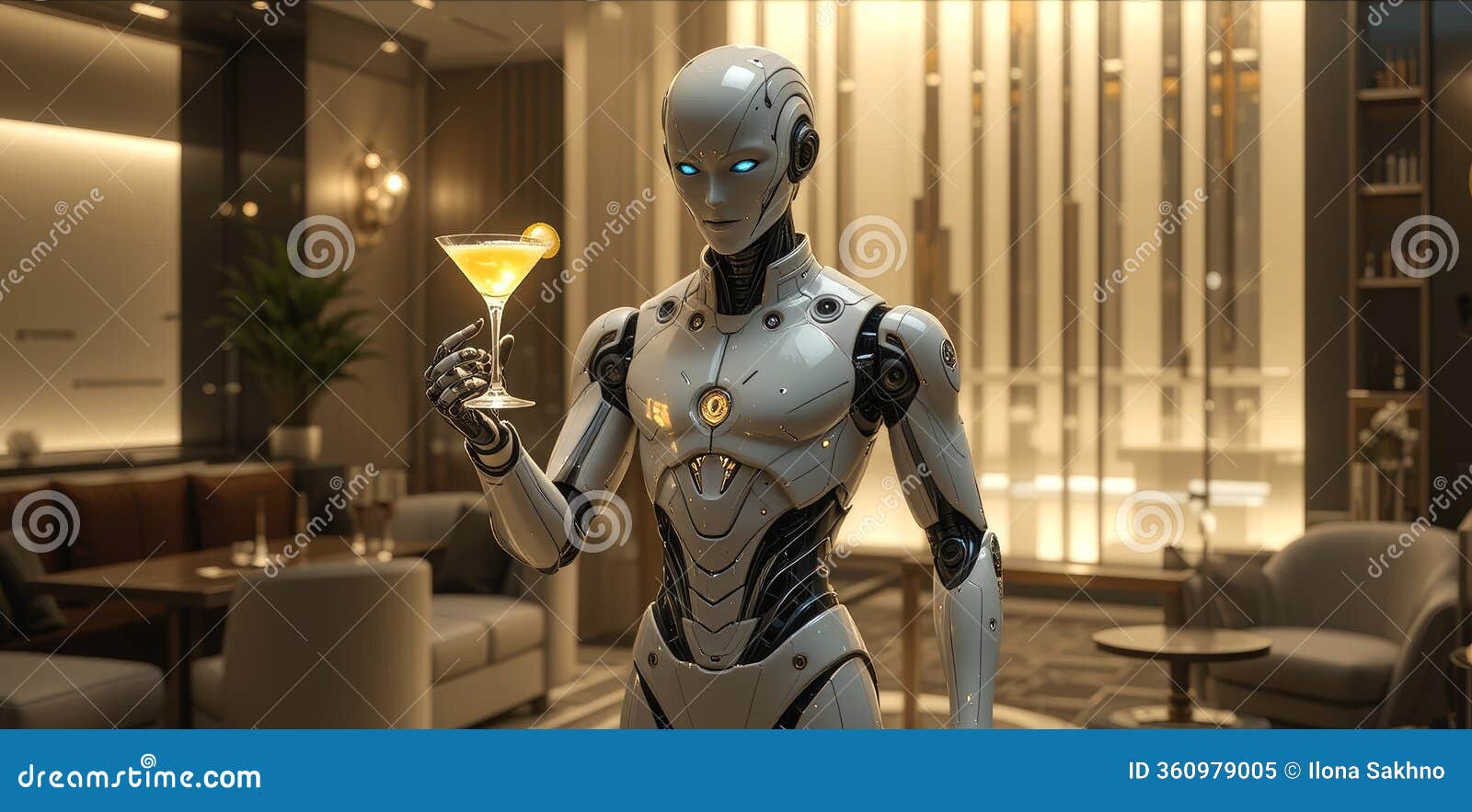 Futuristic Humanoid Robot in a Luxurious Modern Interior Stock Image ...