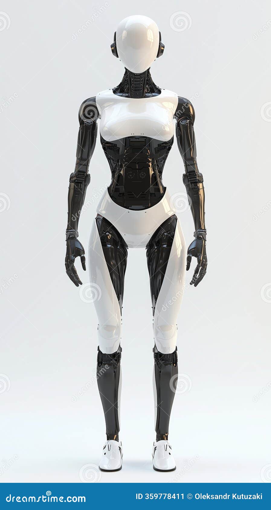 Futuristic Humanoid Robot Model on a Plain Background Stock ...