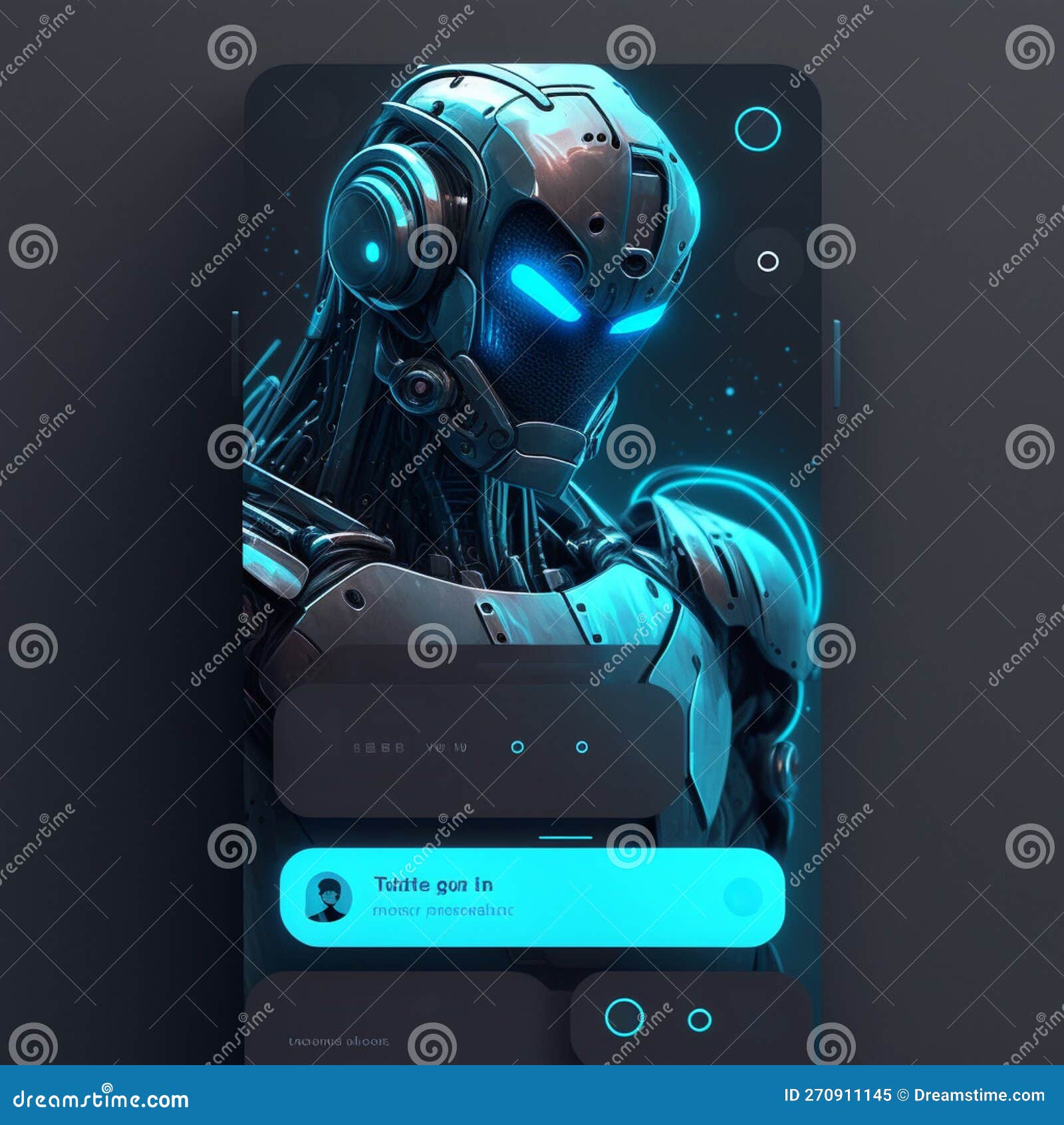 Futuristic Humanoid Robot in Screen of Smartphone. Concept of Chatbot ...