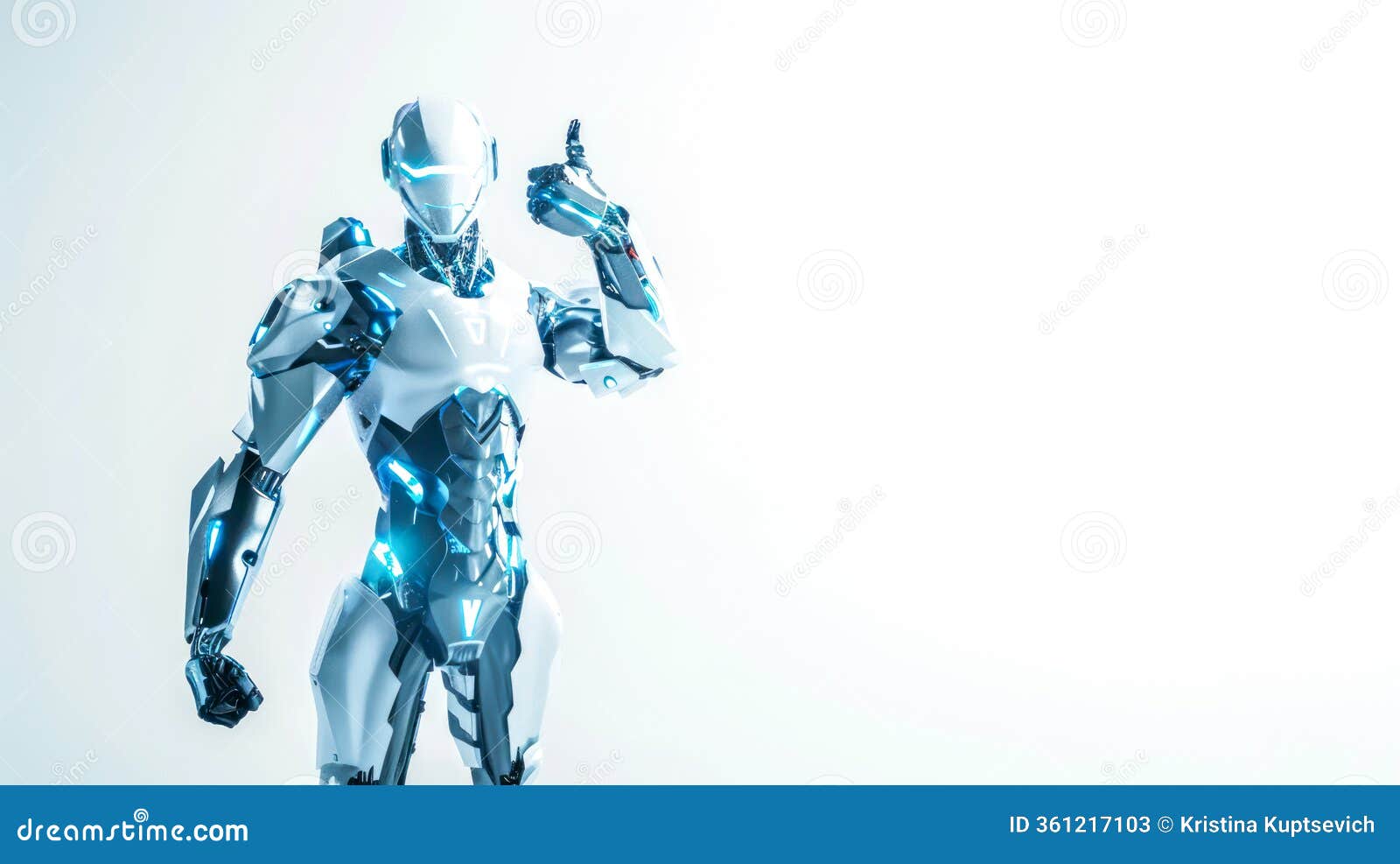 Futuristic Humanoid Robot with Sleek Metallic Design and Glowing Blue ...