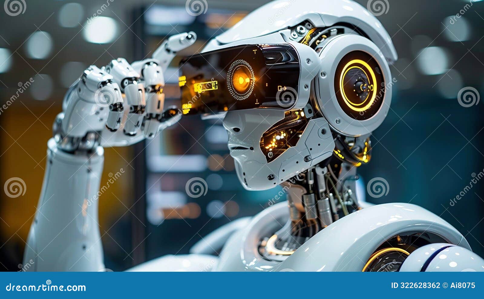 Futuristic Humanoid Robot with Virtual Reality Headset Image, Ai ...