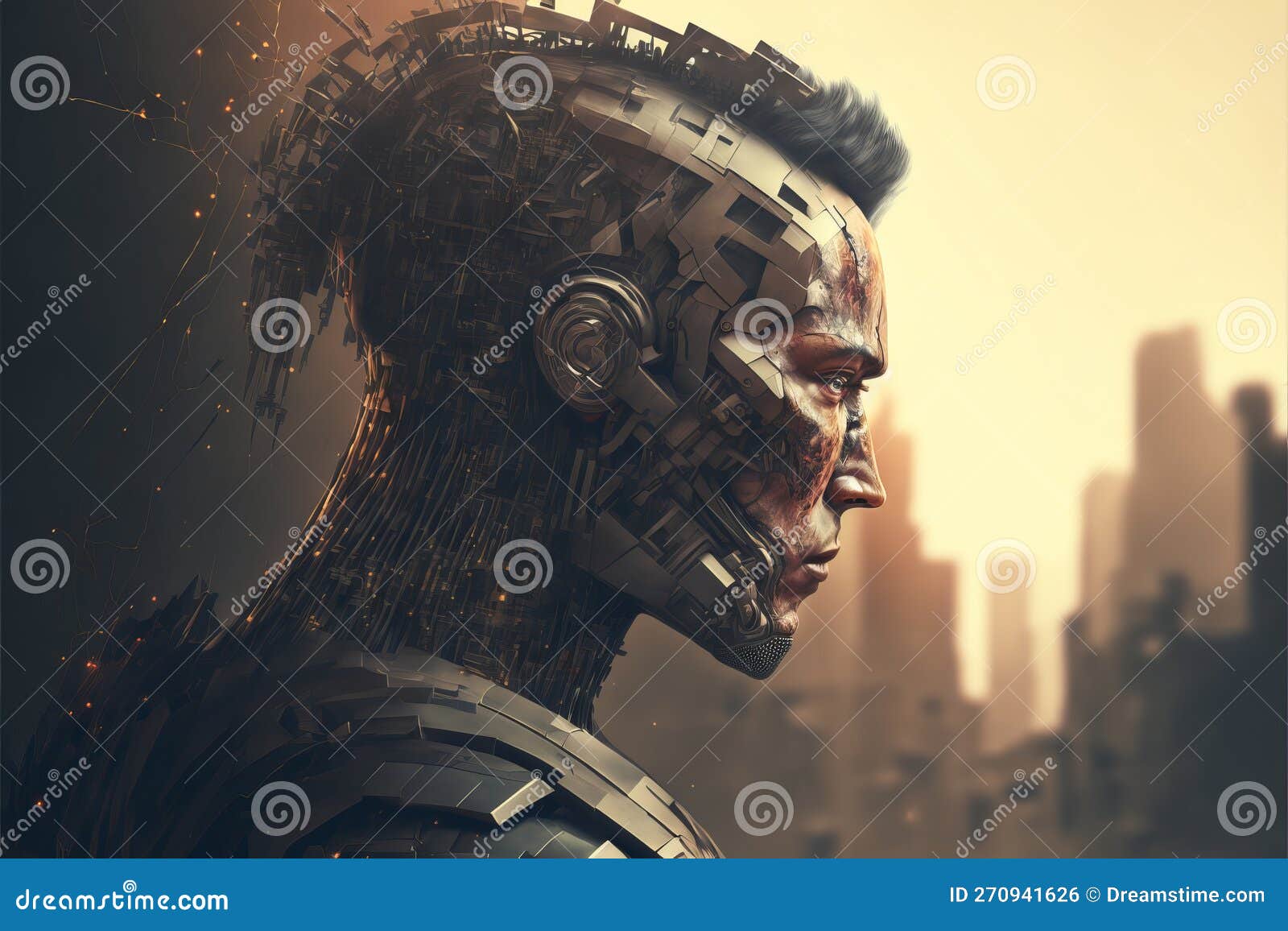 Futuristic Humanoid Robot in Virtual World. Generative Ai Stock ...