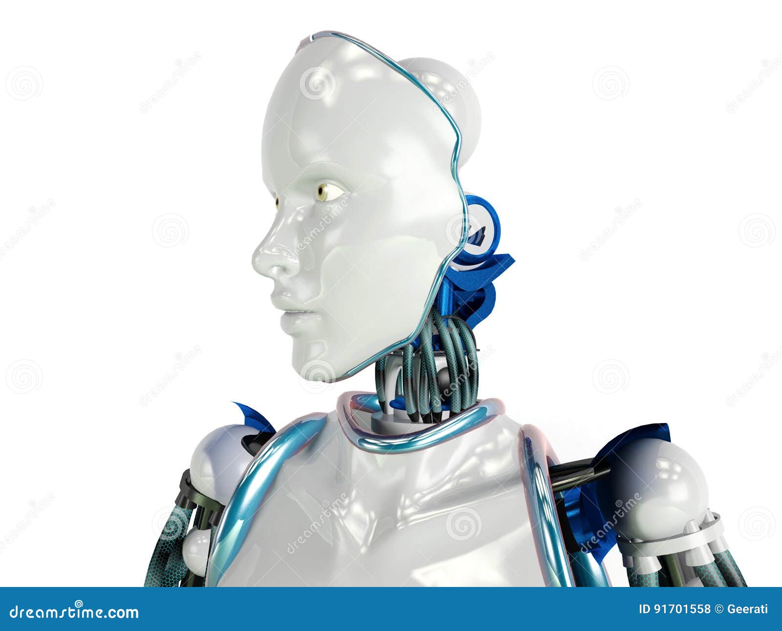 Futuristic Humanoid Robot on White Background Stock Illustration ...