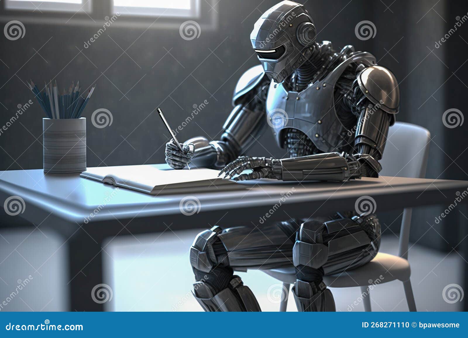 Futuristic Humanoid Robot Writing with a Pen, ChatGPT Bot Answering ... Futuristic Humanoid Robot Writing with a Pen, ChatGPT Bot Answering ...