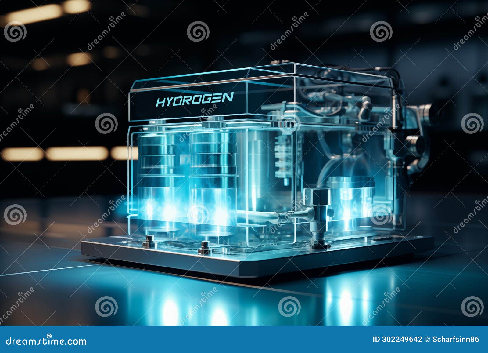 Futuristic Hydrogen Fuel Cell Engine. Source of Clean Energy Stock ...