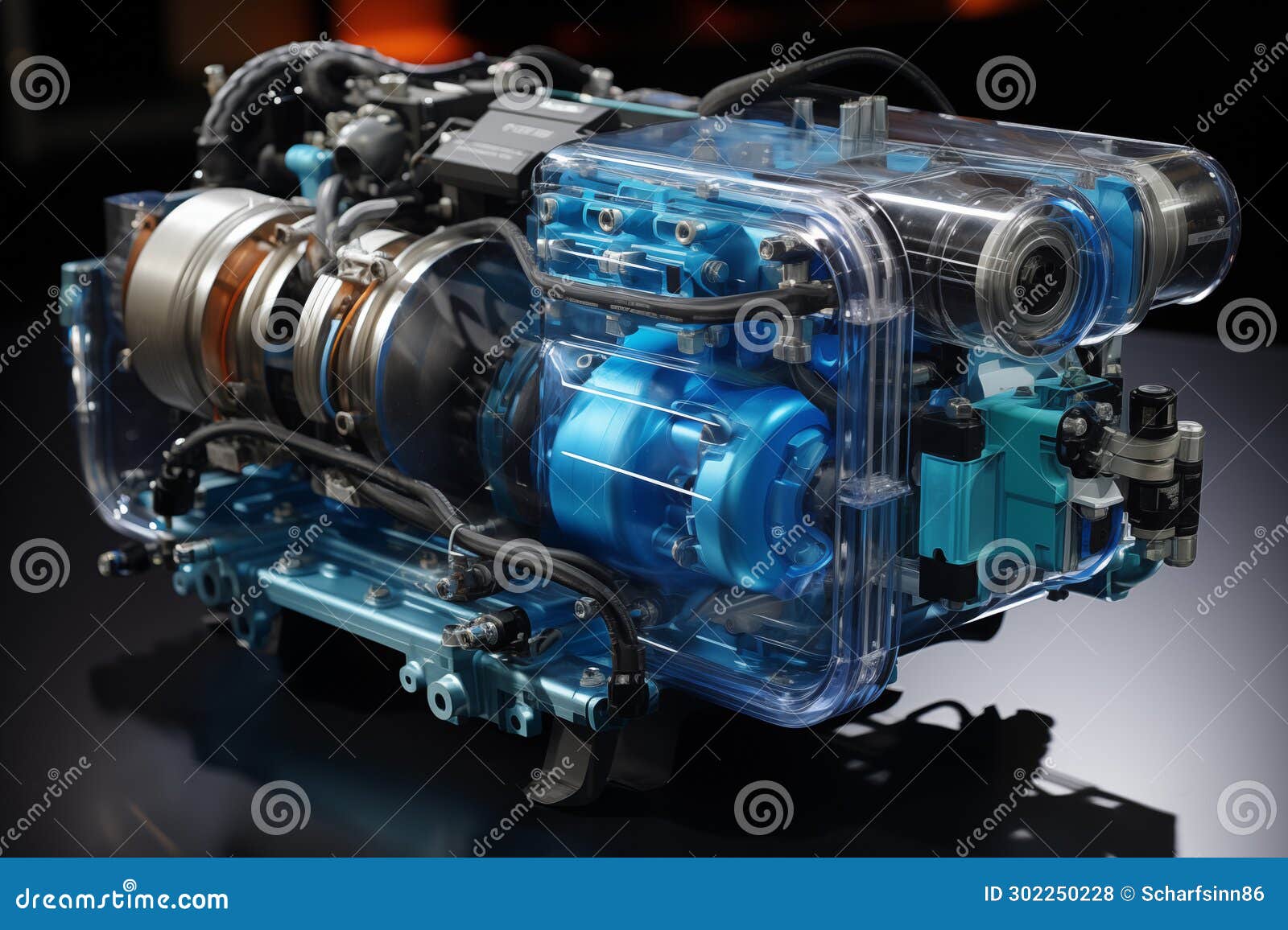 Futuristic Hydrogen Fuel Cell Engine. Source of Clean Energy Stock ...