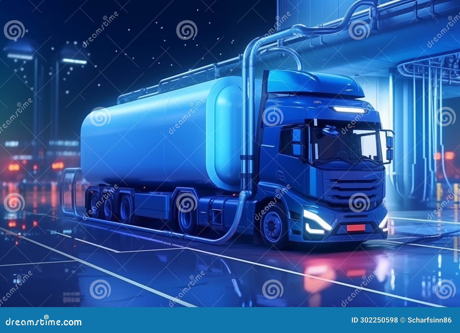 Futuristic Hydrogen Fuel Cell Truck Stock Photo - Image of mobility ...