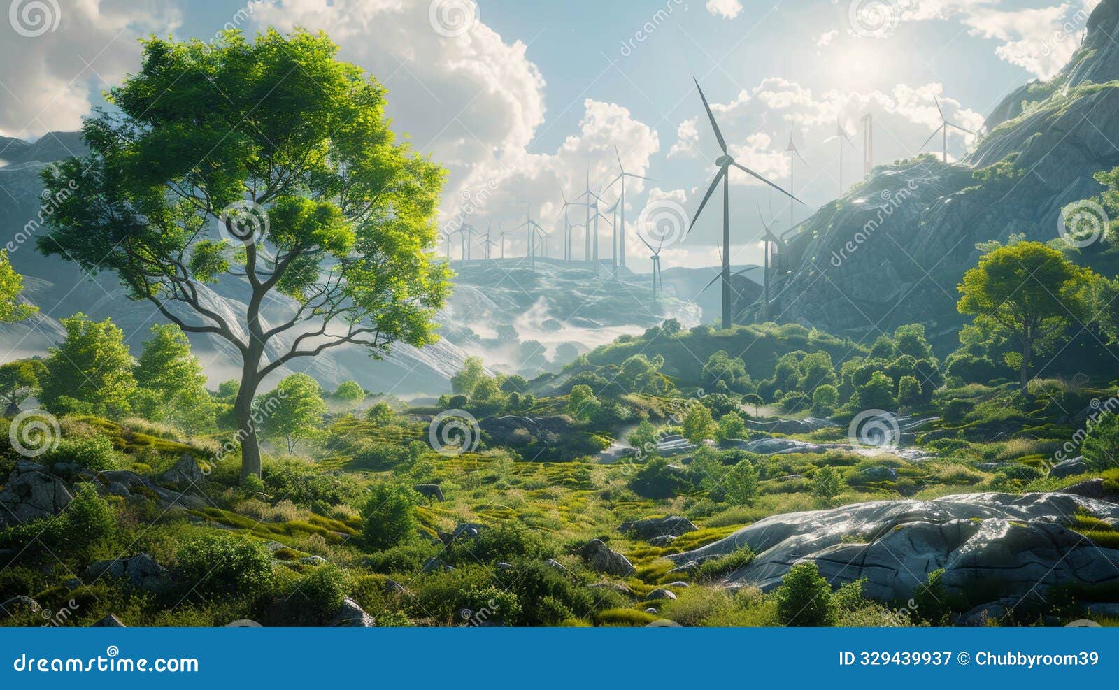 Futuristic Hydrogen Plants Powering an Emission-free Environment. Stock ...