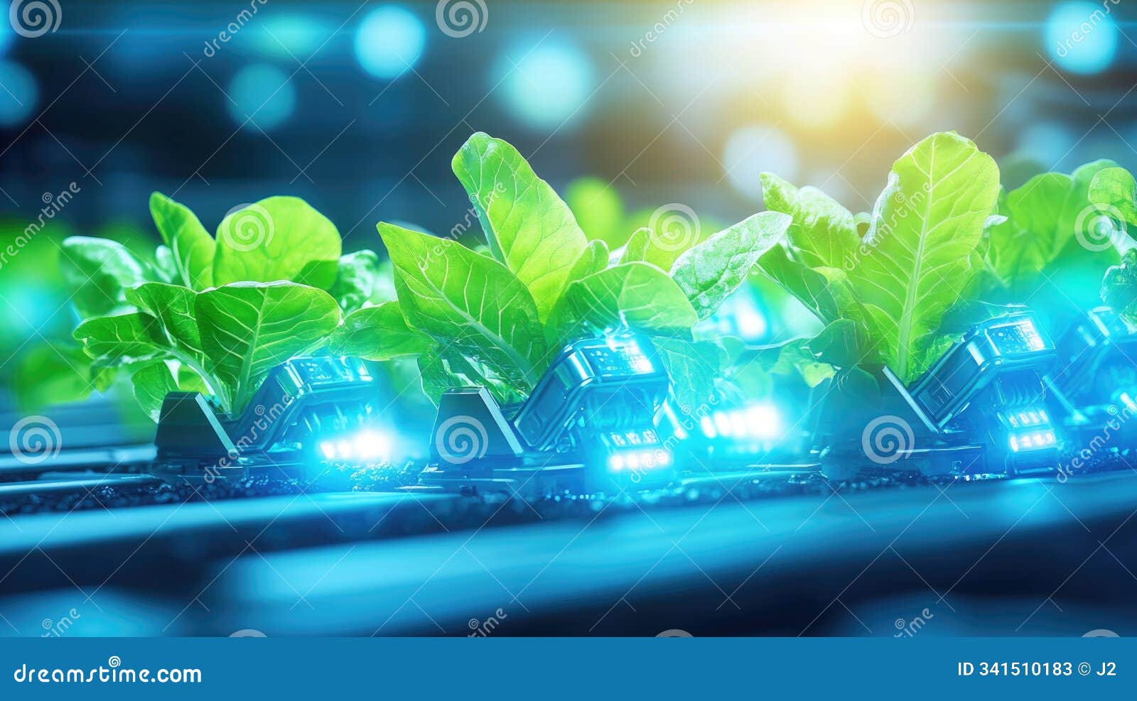 Futuristic Hydroponic Farm with Advanced Led Grow Lights and Lush ...