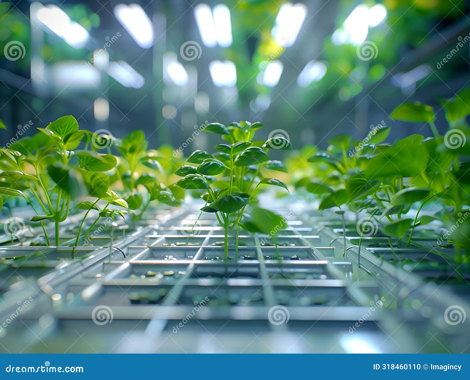 Futuristic Hydroponics Grow Bed in a Controlled Greenhouse Environment ...
