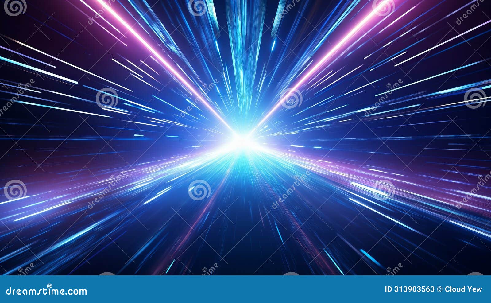 Futuristic Hyper Space Corridor with Cosmic Rays Stock Illustration ...